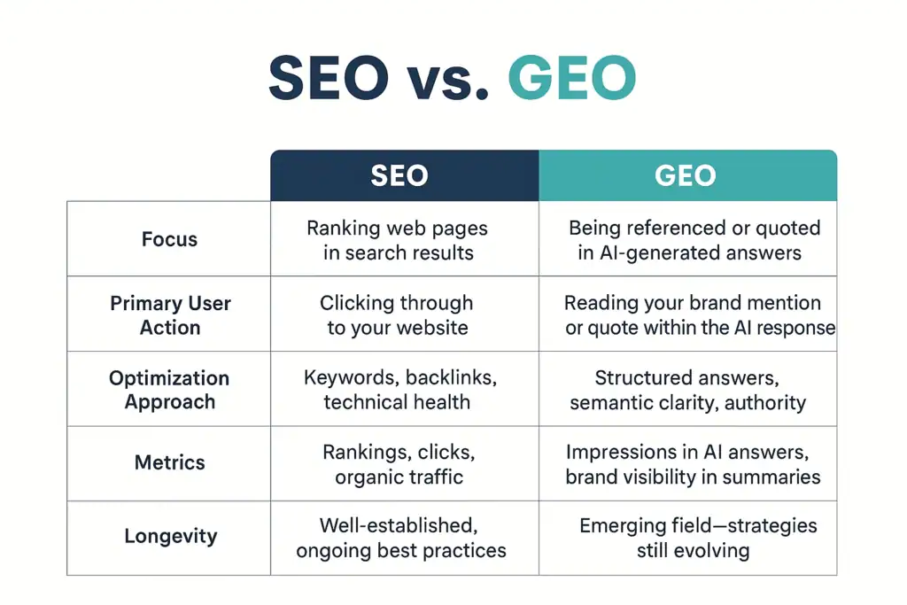SEO vs. GEO: How They Differ and Why Both Matter for Your Search Results - Social Firm